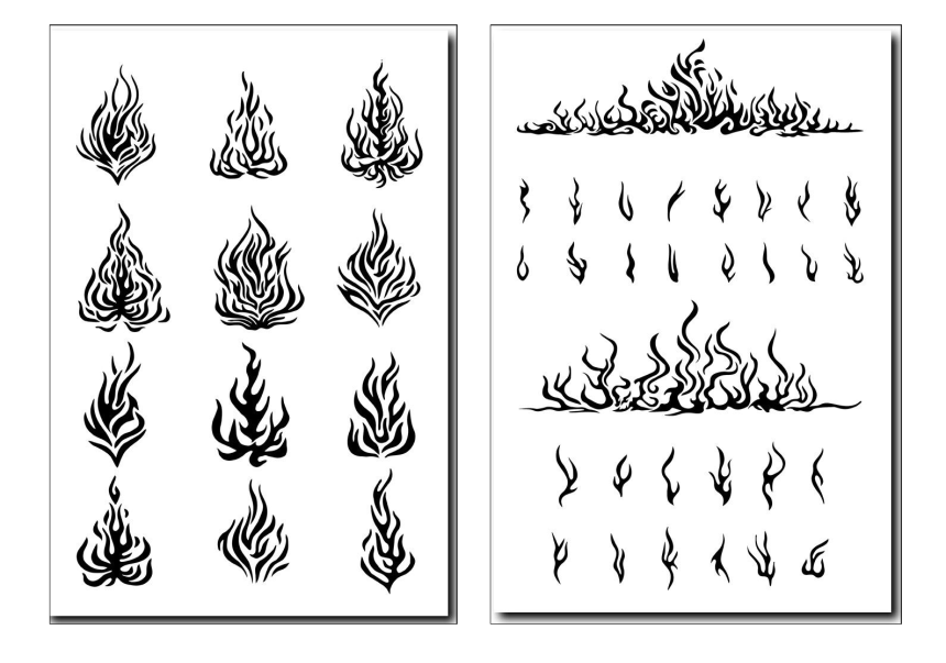 Fire Flames Stencils (2 Pack) - Camo Stencils for your Camouflage ...