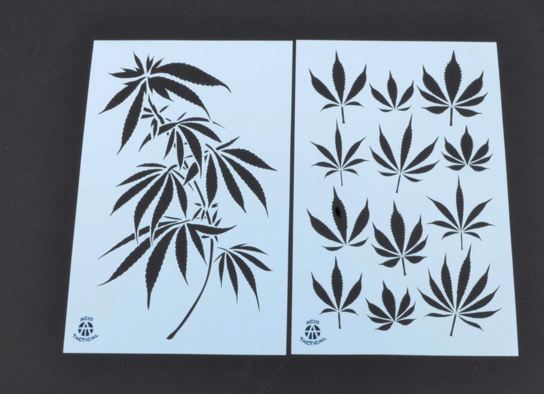 Marijuana Cannabis Leaf Stencil (2 Pack) - Camo Stencils for your ...