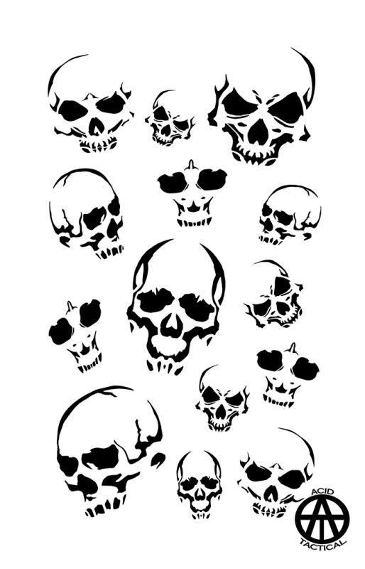 Assorted Skull Airbrush stencil set (5 Pack) - Camo Stencils for your ...